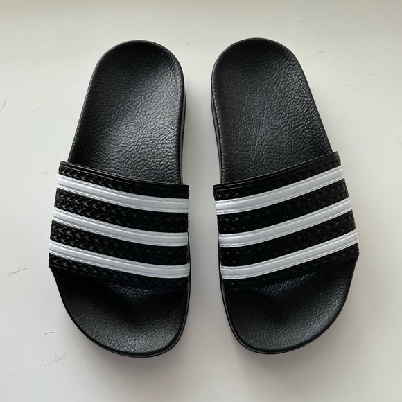 adidas | Shoes | Adidas Originals Slides Black White | Poshmark